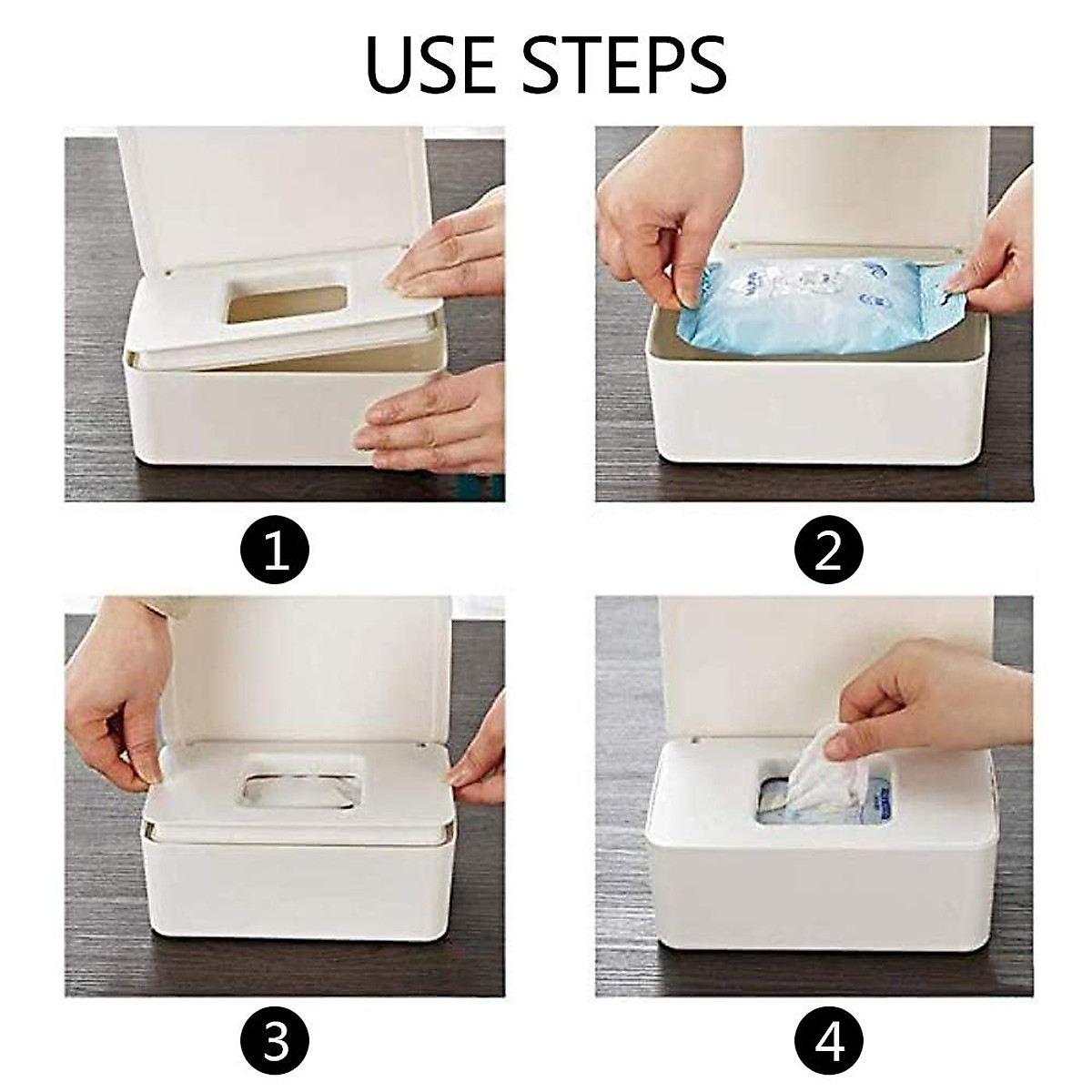 Onebycitess Baby Wipes Dispenser, Baby Wipes Case Holder Keeps Diaper Wipes Fresh Non-Slip Wipe Container Three-Layer Seal Design Prevent Moisture Loss (Black)