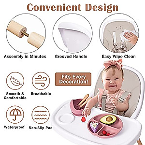 Baby High Chair, 3-in-1 Convertible Wooden High Chair with Adjustable Legs & Double Dishwasher Safe Tray, High Chairs for Babies and Toddlers, Made of Sleek Hardwood & Premium Leatherette