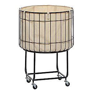 Deco 79 Metal Round Storage Cart with Wheels, 19" x 19" x 26", Black