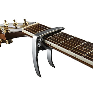 Guitar Capo (2 Pack) for Guitars, Ukulele, Banjo, Mandolin, Bass - Made of Ultra Lightweight Aluminum Metal (1.2 oz!) for 6 & 12 String Instruments - Nordic Essentials, Black+Silver