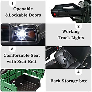 SEGMART 12V Electric Cars for Kids, Official Licensed Toyota Tacoma Ride on Car, Remote Control Truck Kids Car for Boys & Girls, Battery Powered Kids' Electric Vehicles with MP3/FM, LED Lights (dark green)