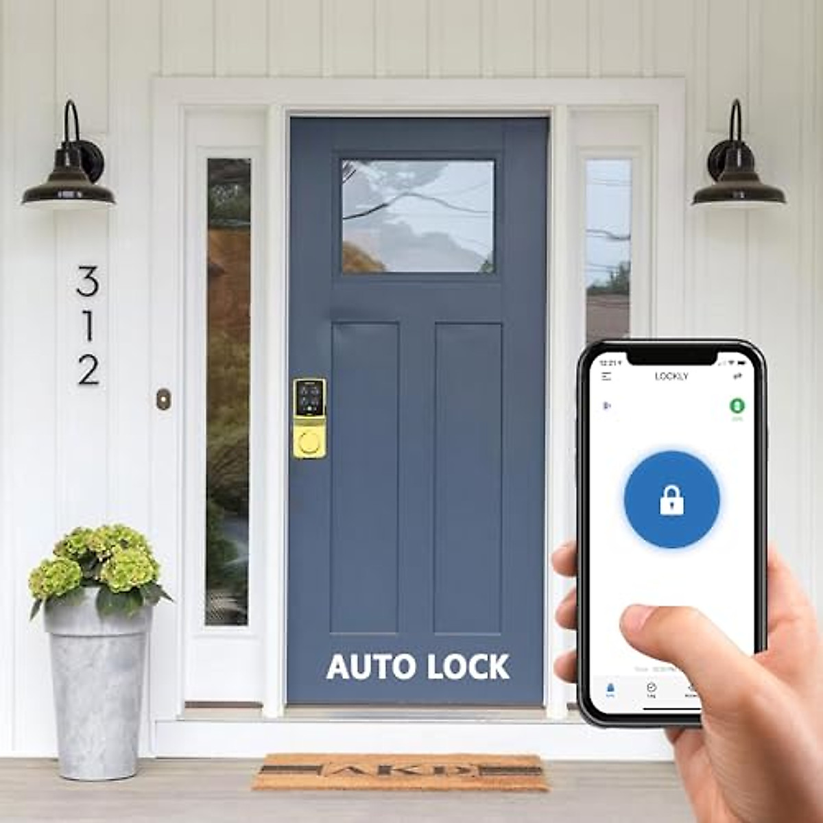 Lockly Secure Pro Smart Lock - Keyless Entry Deadbolt, Fingerprint Sensor, App Control, Key, Voice Control, Auto Lock PGD728WMG- Brushed Gold (Wi-Fi Hub Included)