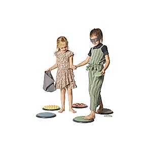 GONGE Tactile Sensory Discs - Set of 10 Textured Stepping Discs, Sensory Exploration, Cognitive Development - Includes Blindfold - Ages 1 and up - Nordic