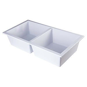 ALFI brand AB3420UM-W Undercount Double Bowl Granite Composite Kitchen Sink, 34", White