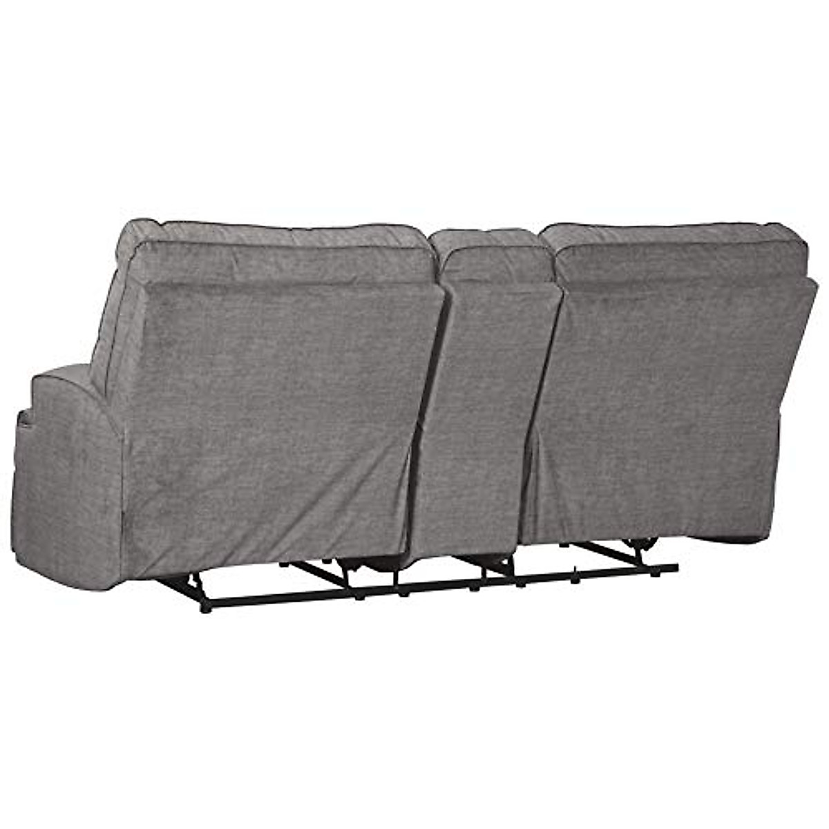 Signature Design by Ashley Coombs Double Reclining Power Loveseat w/Console, Charcoal
