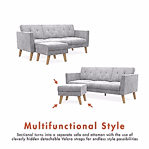 CosmoLiving by Cosmopolitan Gloria Upholstered Sofa, Light Gray