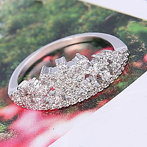 EleQueen Women's Silver-Tone Pave CZ Love Heart Princess Wedding Crown Tiara Ring Clear