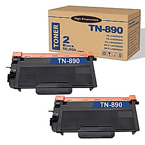 Ultra High Yield TN-890 2 Pack Black Toner Cartridge Compatible TN890 Replacement for Brother HL-L6250DW HL-L6400DW HL-L6400DWT MFC-L6750DW MFC-L6900DW Printers.