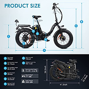 32Ah Large Battery 100 Miles Long Range 750W Folding Electric Bike for Adults Shimano 7-Speed Cruise Control Dual Shock Absorber Color Display Step-Thru Commuter Bike with 2 Seat UL Certified …