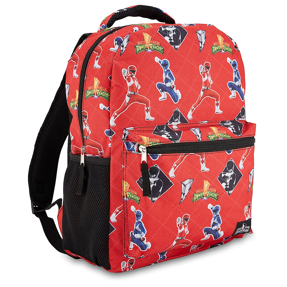 Power Rangers Classic Allover Backpack - Red, Pink, Black, Green Yellow and Green Ranger - Official Power Rangers School Bookbag (Red)