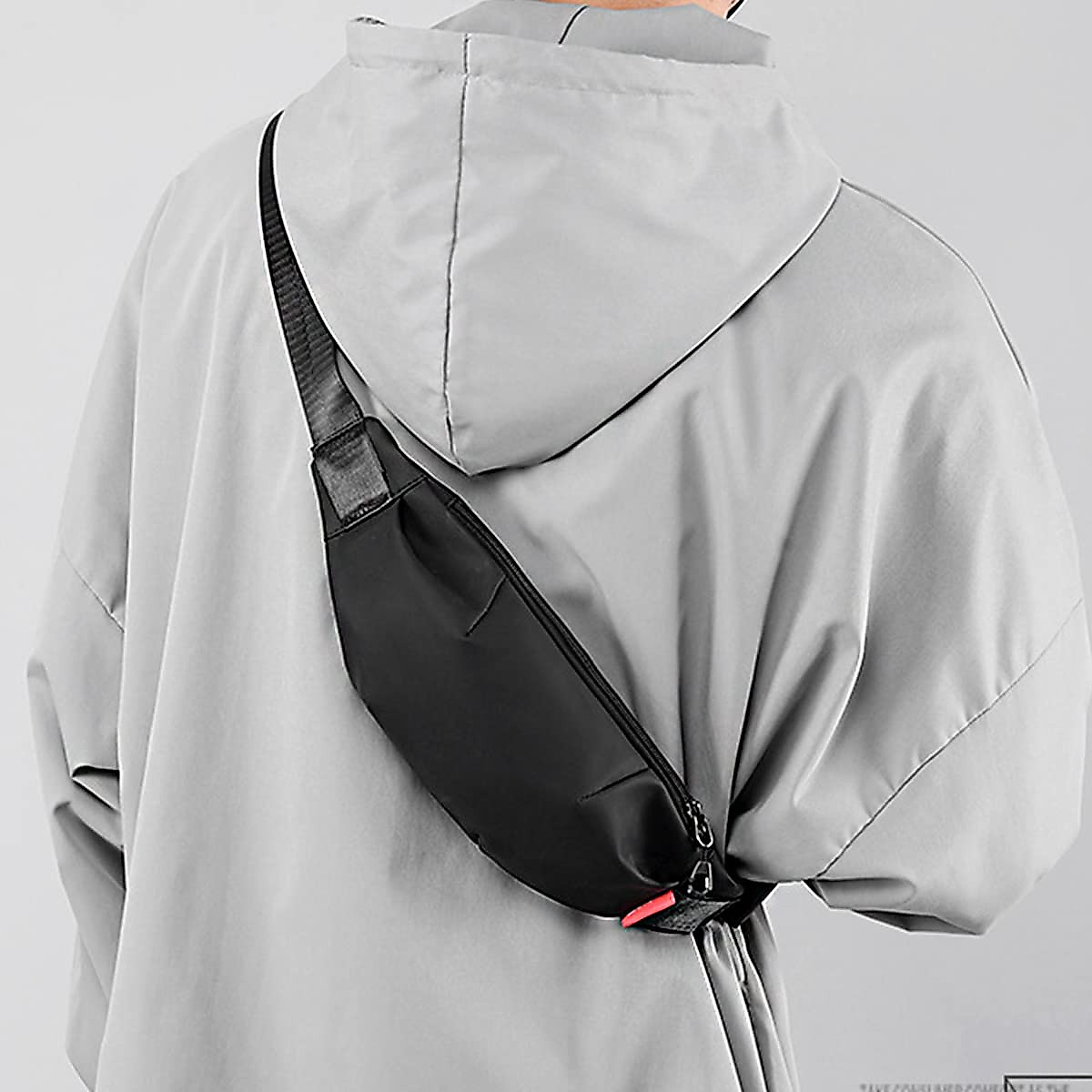 DAZZLESUN Men Waterproof Sling Bag Travel Waist Bag Woman Lightweight Black Crossbody Shoulder Backpack for Biking Hiking Work