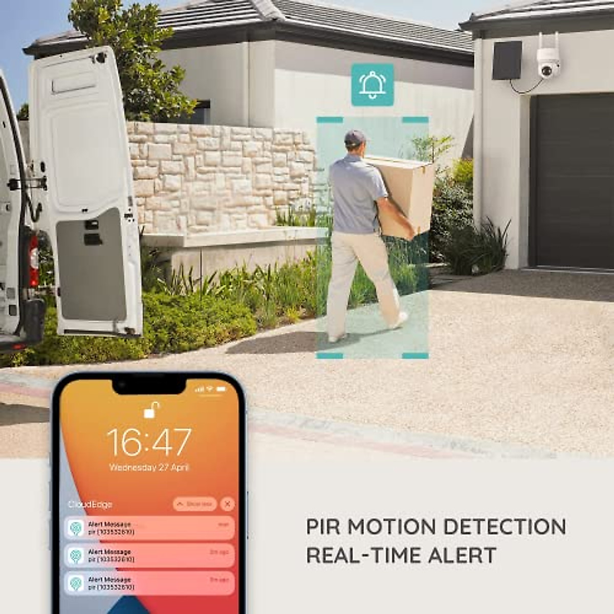 Solar Security Cameras Wireless Outdoor, 2K WiFi 360° PTZ Camera, Solar Powered Security Cameras with Spotlight & Siren, PIR Motion Detection, Color Night Vision, 2 Way Audio, 15000mAh Battery, Alexa