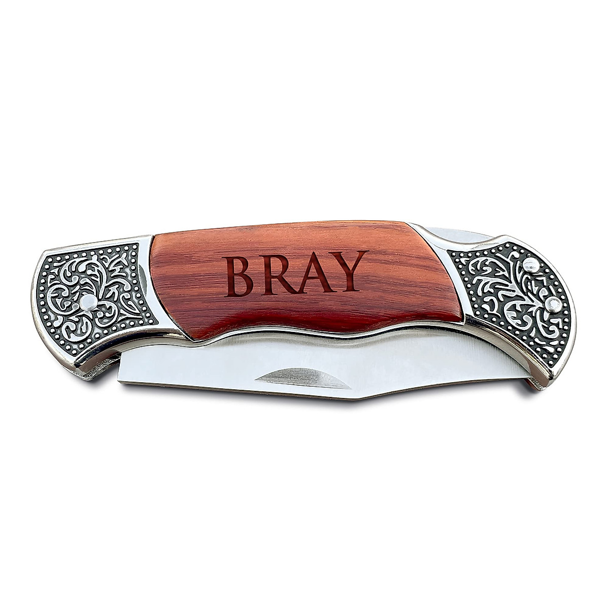 Krezy Case Personalized Engraved Pocket Knife, Engraved Folding Pocket Knife with Wooden Box, 7.25in Engraved Pocket Knife, Hunting Knife For Men