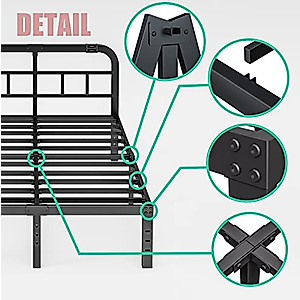 ZIYOO California King Bed Frame with Headboard 14 inch High Heavy Duty Steel Slat with 3000lbs Support, Easy Assembly, Noise Free-Black
