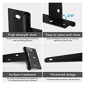 6pcsT Hinges, Gates, Black Hinges, Heavy Duty Hinges for Wooden Fences, Sheds, Wooden Boxes, Garden Gates, Log Cabins Cerniera
