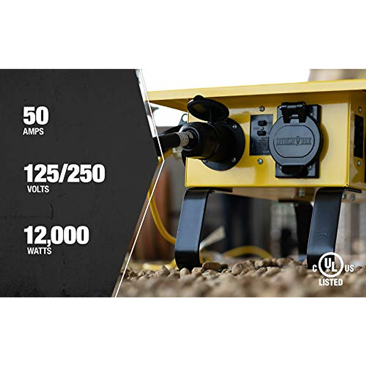 Southwire 019703R02 6506UGSX 50A Temp PWR X-TREME Box 6-Straight Blade SLED Base, 1 Pack, Yellow