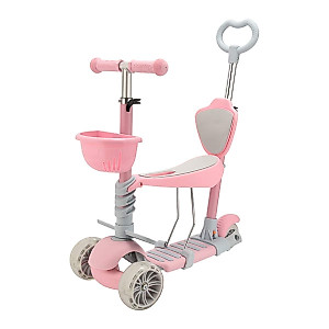 SZNWJ ygqtbc 5-in-1 | 3 Wheels Kick Scooter with Removable Seat for Kids & Toddlers, Flashing Wheels, Best Gift for Boys Girls Age Over 3 Years Old（3-8） (Color : Pink)