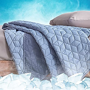 SLEEP ZONE Athletic Cooling Blanket Throw Size (50x60 inches) for Hot Sleepers with Warm Jersey Cotton Side for Winter, Machine Washable Travel Camping Blanket (Blue+Blue)