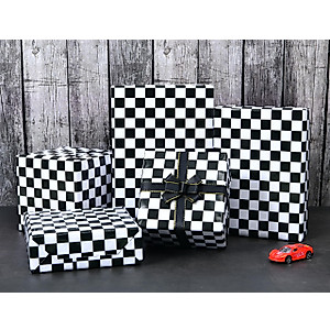Titiweet Checkered Flag Wrapping Paper Roll- Mini Roll 17 Inches X 33 Feet - Race Car Wrapping Paper for Boys Girls, Cars Wrapping Paper for Birthday Christmas Holiday(Checkered Flag)