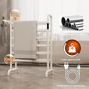 XIHAADOY Towel Dryer for Bathroom, Electric Towel Warmer, Towel Warmer Rack for Bathroom, Heated Towel Rack Freestanding, White,Two Layers