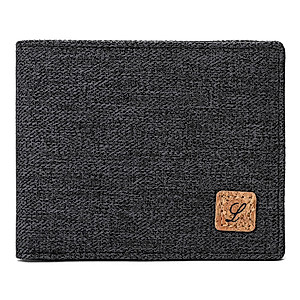 Lanyani Wallets For Boys Men Kids Teens Teenager Fabric RFID Blocking Bifold Wallet Small Thin (Crosshatch Black)