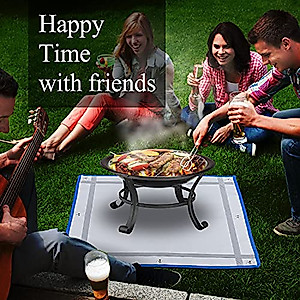 VISEMAN Fire Pit Mat for Deck Fireproof Under Fire Pit,Gill Mat for Grass Wood Deck Protection,Patio Outdoor BBQ with 3 Size(24" 32" 36")