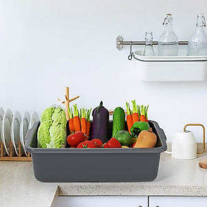 Vadidiya 24 L Plastic Utility Bus Tub, Large Commercial Bus Boxes, Gray, 4 Packs