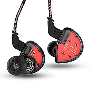 KZ ES4 In Ear Earphones Headphones,Yinyoo High Resolution Noise Cancelling Earbuds IEM Ergonomic Comfortable Hifi Bass Headphones Over Ear Monitor with Balanced Armature 2pin 0.75MM Cable(black nomic)