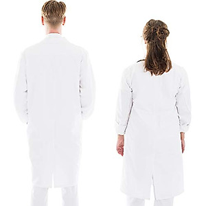TALVANIA Lab Coat Men Women White Long Sleeve Unisex Lab Coats Cotton Laboratory Coats