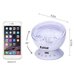 Ocean Wave Night Light Projector, Baby Lullaby Night Light with 7 Relax Light Show Projection, Music Player, Auto-Off Timer for Nap-time for Baby Nursery, Adults and Kids Bedroom, Living Room (White)