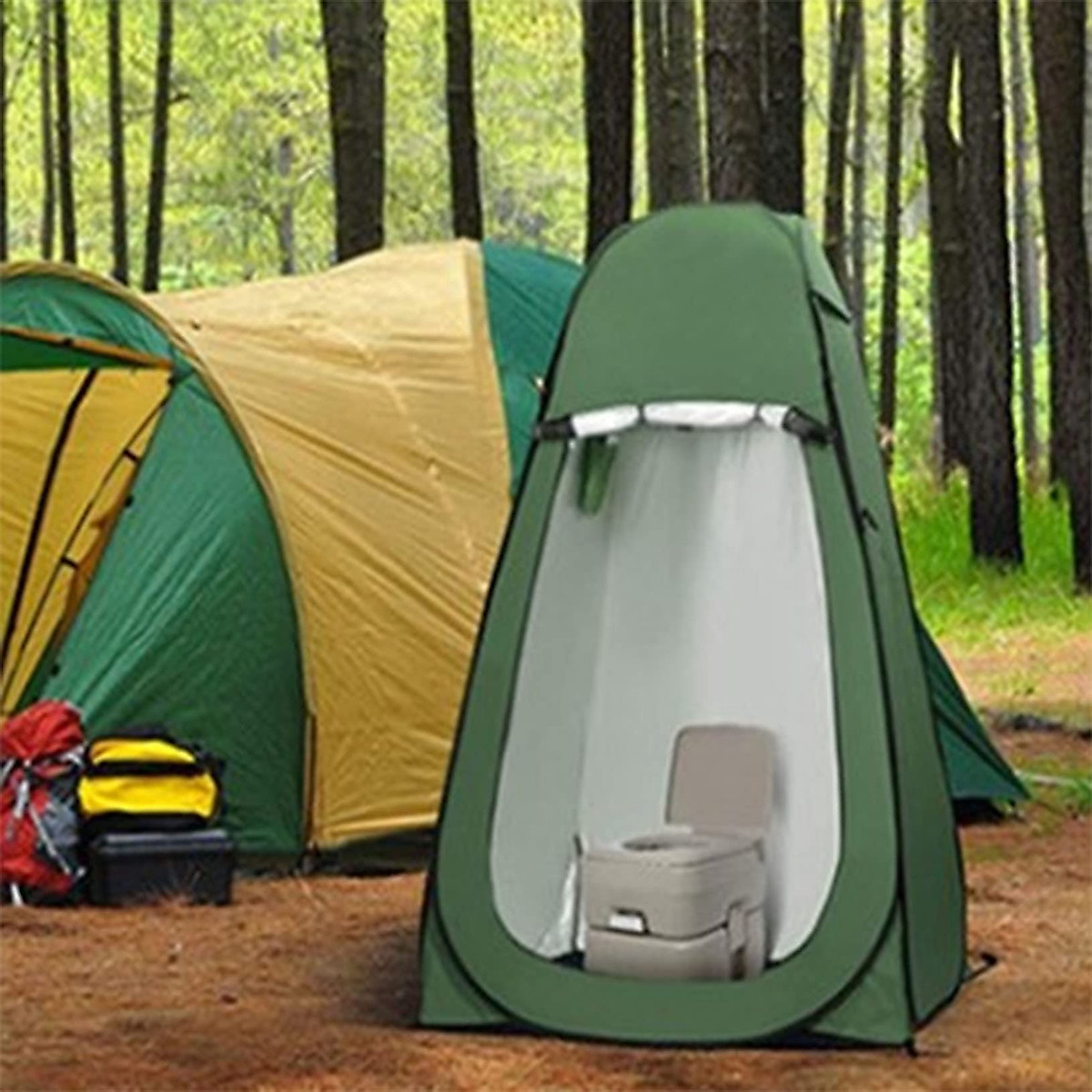 Timilge Portable pop-up privacy tent suitable for outdoor shower, dressing room, sunshade and camping toilet (Green)