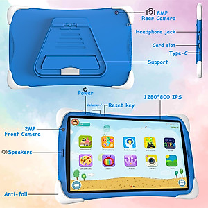 HOTTABLET Kids Tablet 10 inch, Android 12 Tablet for Kids, Parental Control Toddler Tablets, 32GB ROM 512GB Expand, Kids Apps Pre-Installed, Dual Camera, WiFi-6, Shockproof Kickstand Case