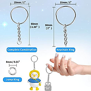 Keychain Making Supplies, Paxcoo 50Pcs Keychains with Chain and 50 Pcs Jump Rings, Keychain Rings Kit Keychain Findings Bulk for Keychain Making DIY Crafts
