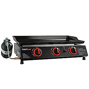 Royal Gourmet PD1303A 24-Inch 3-Burner Portable Tabletop Griddle, 24,000 BTU Propane Gas Grill Tabletop Usa for Patio, Deck, Backyard, Tailgating, Camping and Picnic, Black