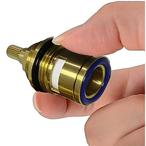 Ceramic Stem Brass Ceramic Stem Disc Cartridge G3/4"Faucet Valve Replacement for Bathroom Kitchen Tap (2 Packs, Cold & Hot) (Height 57MM)