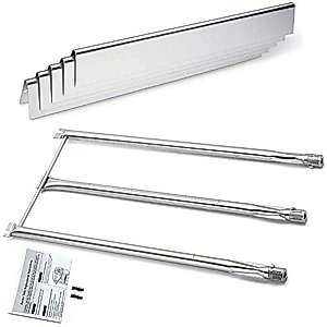 Uniflasy 22.5 Inch Flavor Bars + 28 Inch Grill Burner for Weber Spirit E-310 E-320 (2007-2012) Models with Side Mounted Control Panel, Weber Genesis Silver B/C, Genesis Gold B/C (2002+), 7537 7508