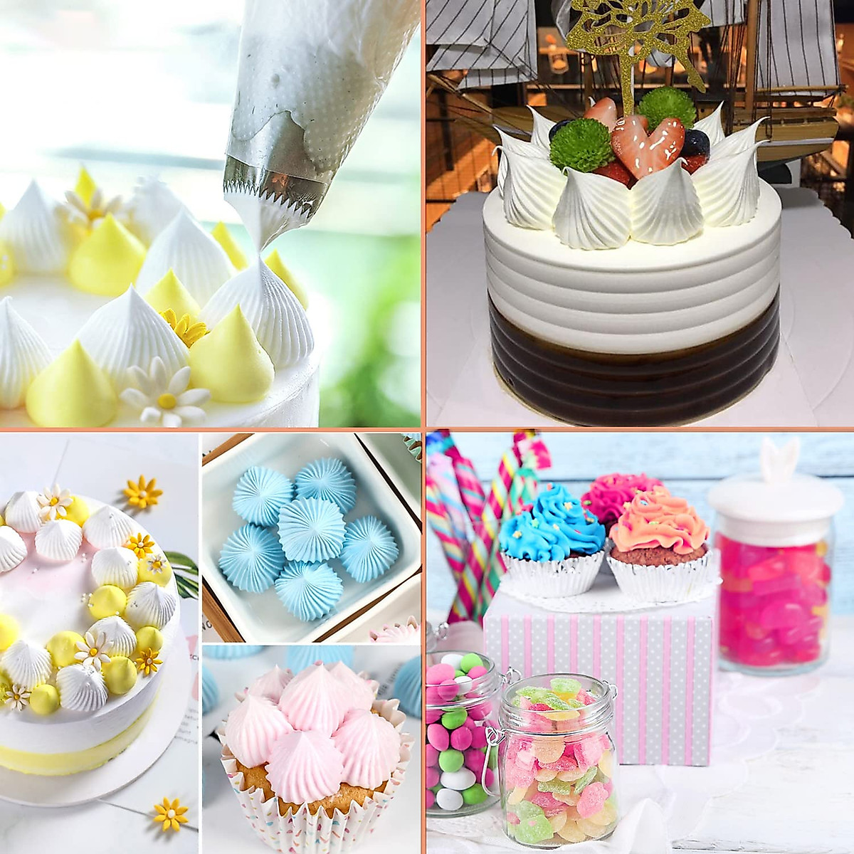 Suuker Stainless Steel Extra Large Round Piping Tips Set, 4 Pcs (F02 F06 9FT R22L) for Cake Cupcake Cookie Decorating