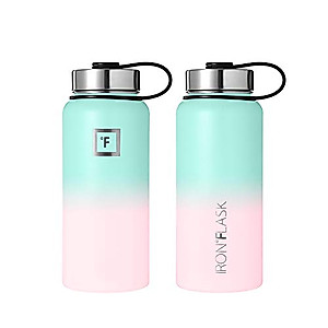 IRON °FLASK Sports Water Bottle - 32oz, 3 Lids (Straw Lid), Leak Proof - Stainless Steel Gym & Sport Bottles for Men, Women & Kids - Double Walled, Insulated Thermos, Metal Canteen