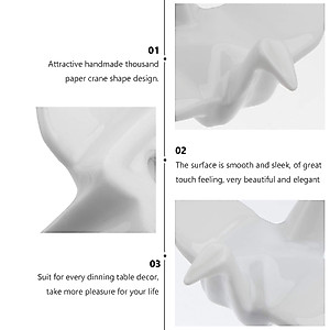 Hemoton Chopsticks Rest Holder 6Pcs Ceramic Chopstick Rest Porcelain Crane Rest Spoon Forks Rest Holder Origami Crane Chopsticks Stand Kitchen Utensils (White) Chopstick Holder Rest Ceramic