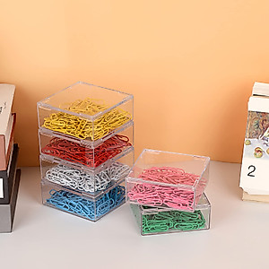 BTSKY Clear Plastic Small Storage Containers with Lid Mini Clear Boxes for Organizing Stackable Paper Clips Holder Multi-use Bead Organizers for Clips, Rhinestones, Hairpins and Candy, 6PCS Square