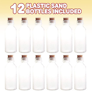 ArtCreativity Plastic Sand Art Bottles with Corks - Pack of 12-2oz Clear Containers for Sand Art, Message in a Bottle, Wedding Invitations, Fun Arts and Crafts Supplies for Kids - Sand not Included…