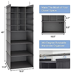 Fixwal Hanging Closet Organizer Storage 15 Section Clothes Drawers & Shoe Shelves Space Saving Clothes Shoes Accessories Holder & Storage for Bedroom Nursery Cloakroom Or RVs
