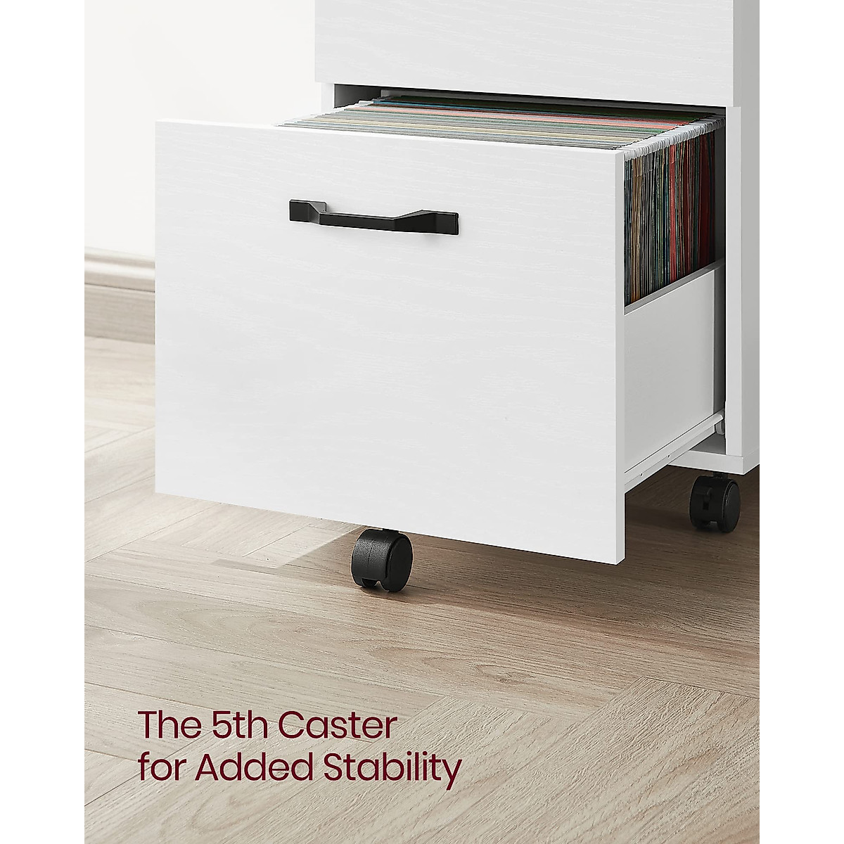 VASAGLE 2-Drawer File Cabinet, Filing Cabinet for Home Office, Small Rolling File Cabinet, Printer Stand, for A4, Letter-Size Files, Hanging File Folders, Modern Style, White UOFC040W46