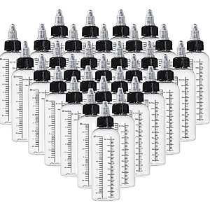 HUIZHU 5Pcs 4oz/120ml Plastic Dispensing Bottles with Twist Top Soft PET scaled Bottles liquid bottle home kitchen use bottle (Transparent, 125ml)