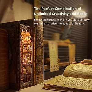 CUTEBEE Book Nook Kit, DIY Booknook Miniature House Tiny House 3D Wooden Puzzle Dollhouse Kit for Adults and Teens, Bookshelf Insert Decor, DIY Craft Gift Model Build