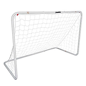 Franklin Sports Competition Soccer Goal - Steel Backyard Soccer Goal with All Weather Net - Includes 6 Ground Stakes - 6'x4' - Silver