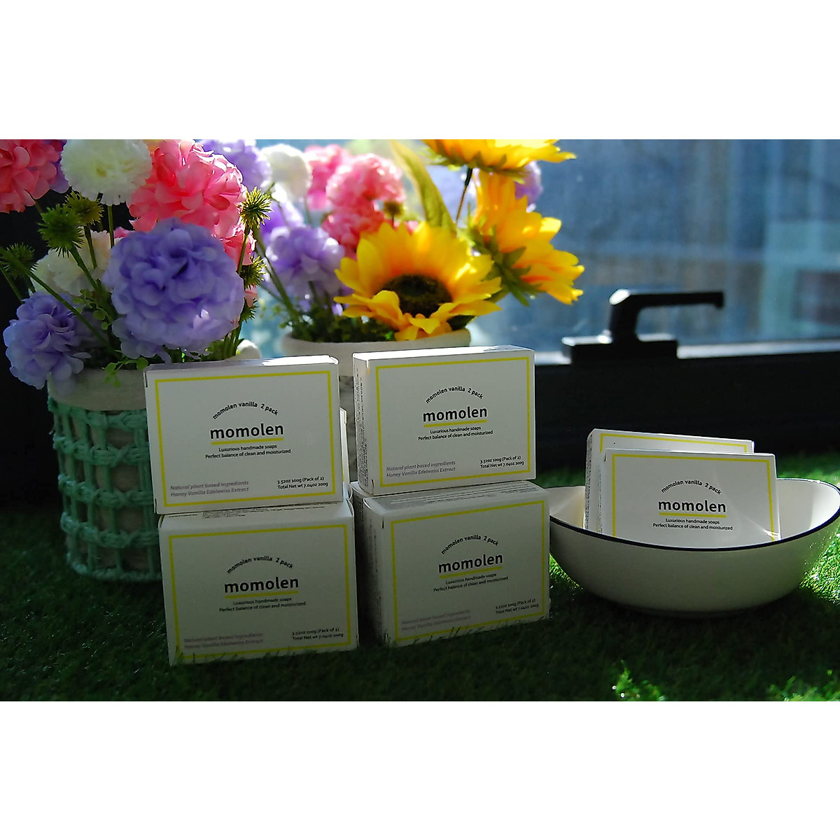 momolen bar soapㅣvanilla soapㅣnatural soap ㅣ sensitive skin moisturizing ㅣ 3.5 OZ 2 PackㅣHandmade organic soap barㅣbath soap