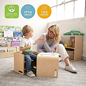 ECR4Kids Bentwood Cube Activity, Weaning Table and Seat Set, Adaptable 3-in-1 Toddler Multipurpose Kids Wood Furniture-Natural Chair
