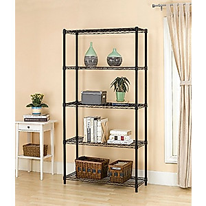 BestOffice 5-Shelf Home-Style Black Steel Wire Shelving 36 by 14 by 72-inch Storage Rack 5