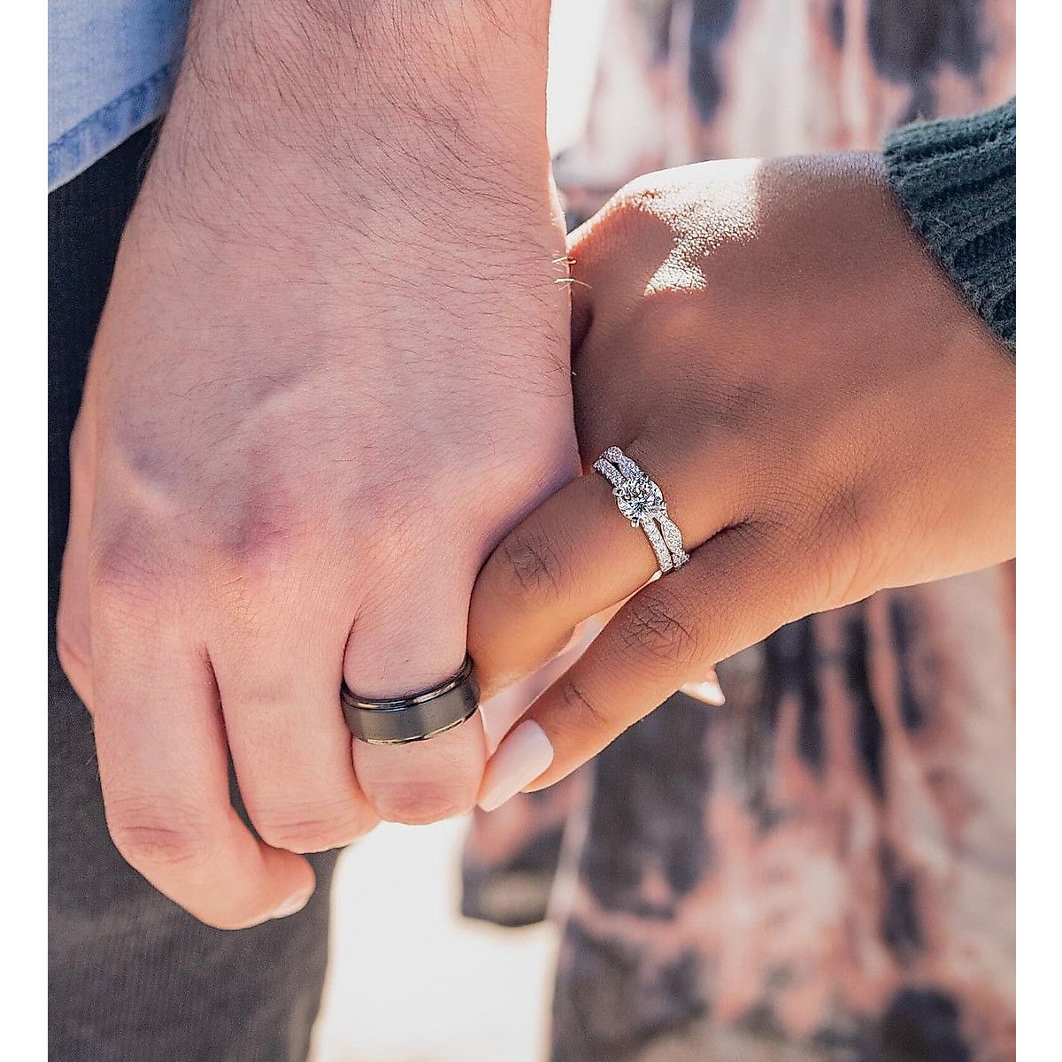 TIGRADE Engagement Ring Cubic Zirconia Twisted Ribbons of Pave-Set Eternity Wedding Band for Women Size 3-12, Silver, Size 7.5